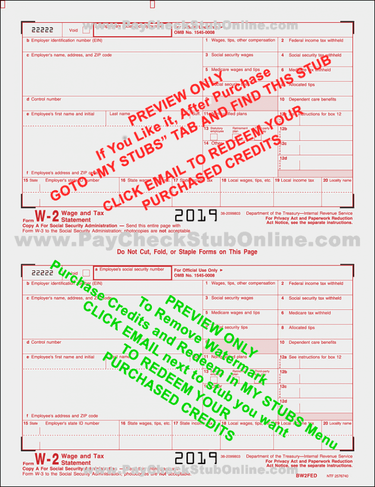 W2 Form Generator - Create One Now | Paycheck Stub Online